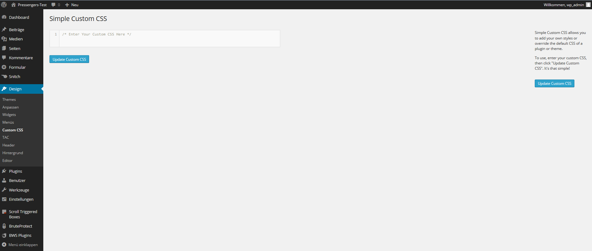 Simple Custom CSS für WordPress | pressengers